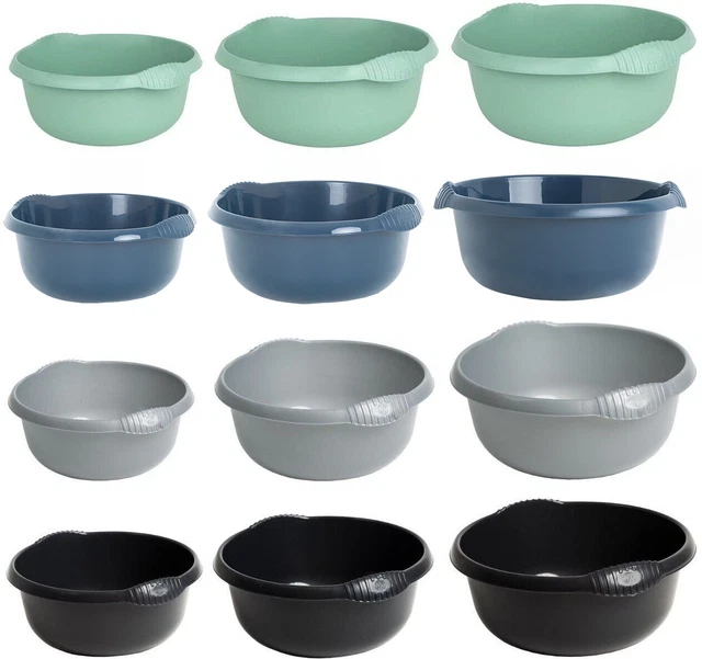 ROUND PLASTIC WASHING Up & Mixing Bowls With Handle Caravan Kitchen ...
