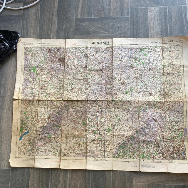 ORIGINAL 1942 WW2 War Office Maps Air Sheet 8 Midlands £10.00 - PicClick UK