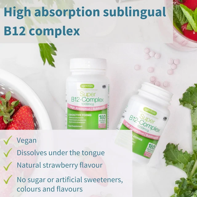 SUPER B12-COMPLEX 1000MCG Sublingual, Methylcobalamin Methylated ...