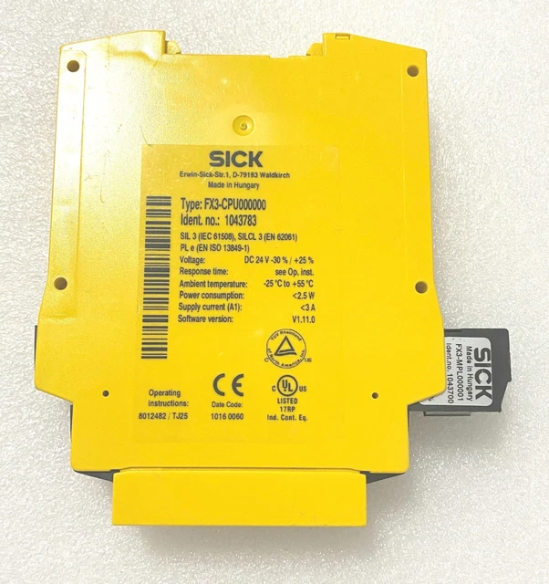 SICK FX3-CPU000000 MODULE 1043783 Safety Main Module Flexi Soft V1.11.0 ...
