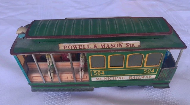 VINTAGE MUNICIPAL RAILWAY #504 Tin Toy Train Trolley Car Bay Taylor ...