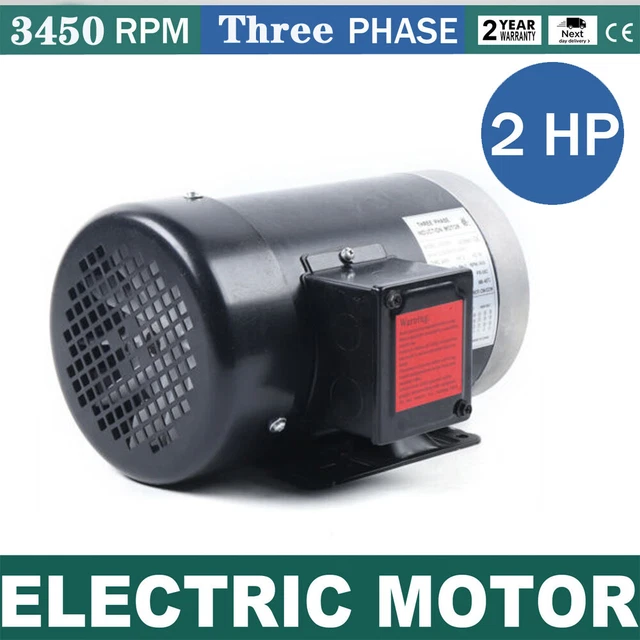USA 2 HP 3 PH Electric Motor Three Phase 56C Frame 3450 RPM TEFC 208 ...