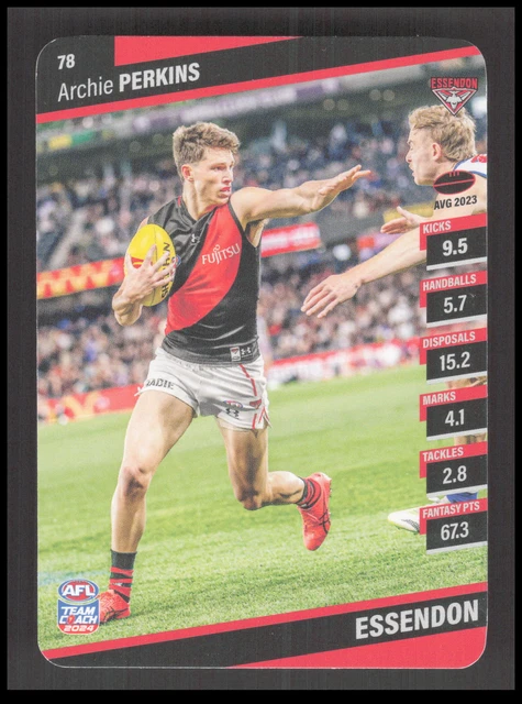 AFL 2024 TEAMCOACH Essendon Archie Perkins 78 Card CB-1-9-A-20 EUR 1,63 ...