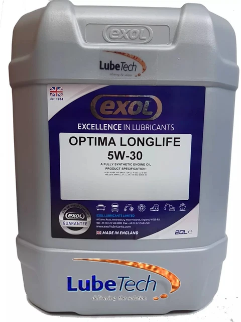 EXOL FULLY SYNTHETIC 5W/30 Engine Oil Vauxhall Bmw Longlife 20 Litre ... EXOL FULLY SYNTHETIC 5W/30 Engine Oil Vauxhall Bmw Longlife 20 Litre ...