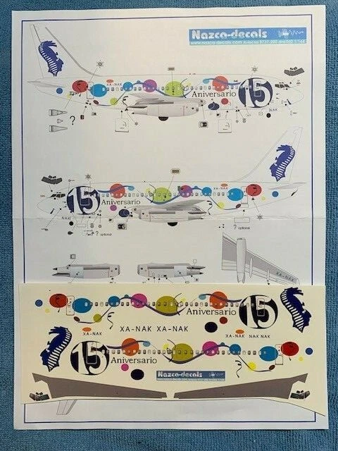 NAZCA DECALS 1/144 Boeing 737-200 Aviacsa 15th Anniversario decals ...