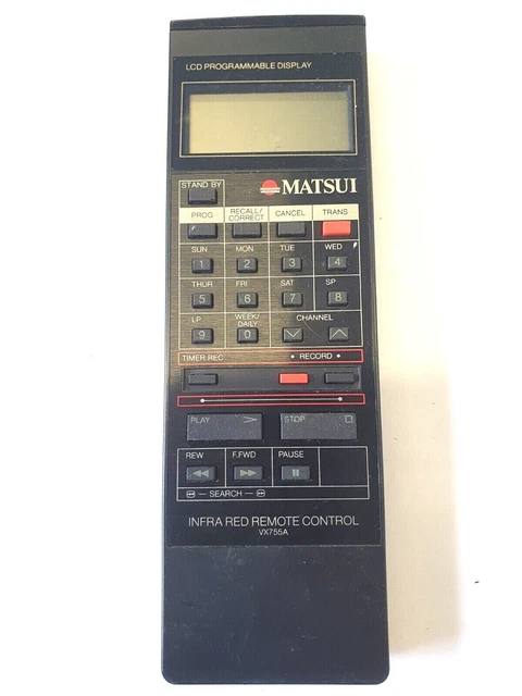 GENUINE,MATSUI VX755A REMOTE Control,Video Cassette Recorder Player VHS ...