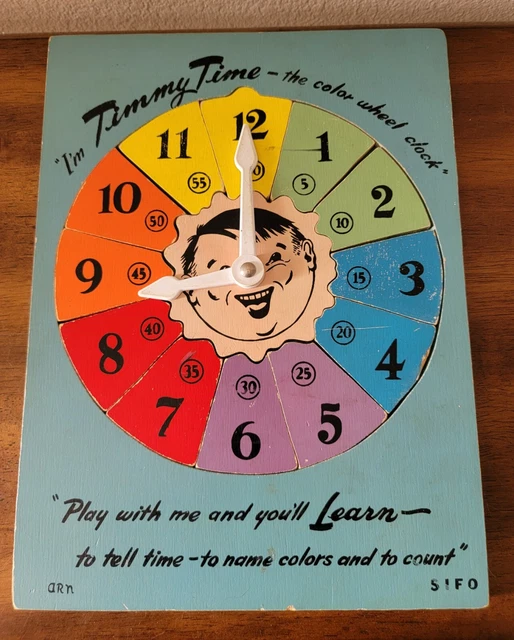 VTG TIMMY TIME Wooden Puzzle Color Wheel Clock Sifo Toys. '50-'60s ...