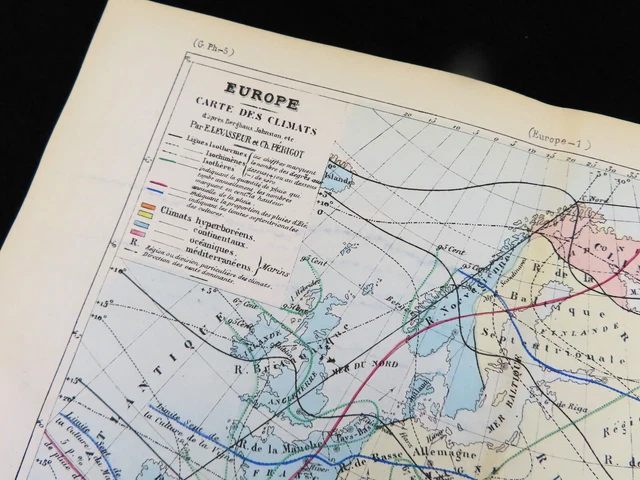 ANTIQUE MAP OF Europe Climate Weather Meteorology Old 19th Century 1880 ...