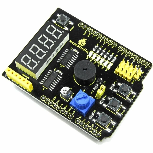 KEYESTUDIO MULTI-PURPOSE SHIELD for Arduino UNO V2 7-Seg Buzz LED Flux Workshop £8.79 - PicClick UK