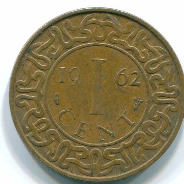 1 CENT 1962 SURINAME Netherlands Bronze Fish Colonial Coin #S10910C $2. ...