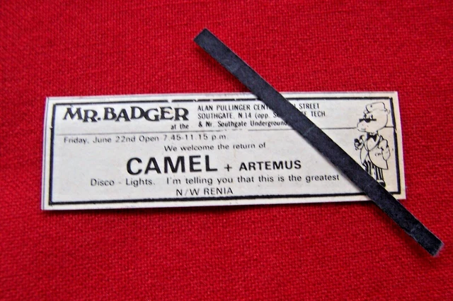CAMEL MR BADGER Southgate 1973 Original Vintage Gig Concert Advert £5. ...