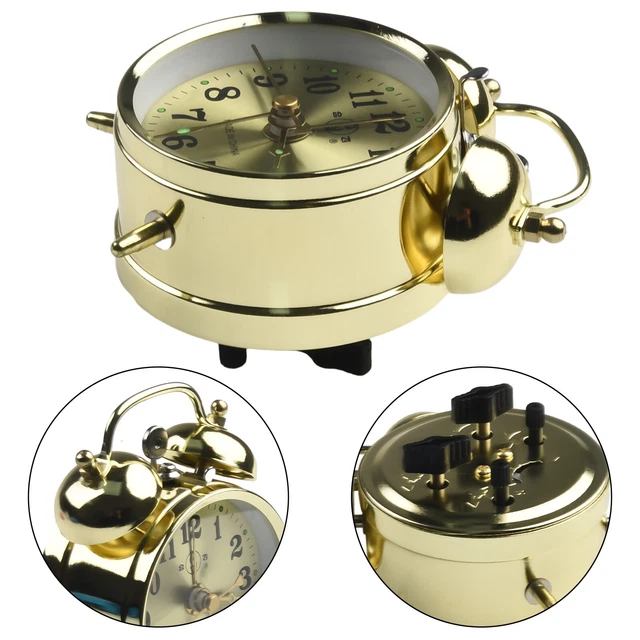 WIND UP TWIN Bell Alarm Clock Mechanical Clocks Loud Wind-Up Bedside ...