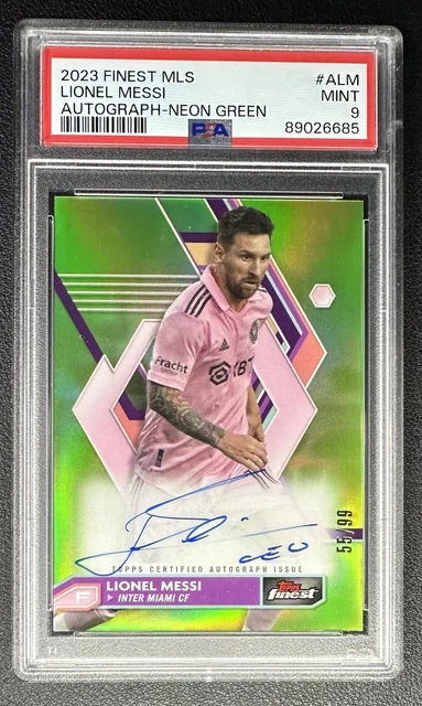 LIONEL LIO MESSI Psa 9 2023 Topps Finest Mls #Alm Neon Green Réfractor ...
