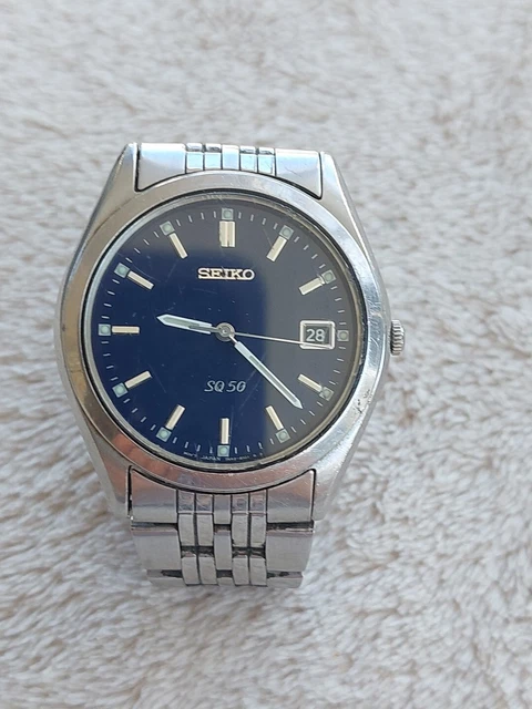 MENS SEIKO SQ50 Watch. Blue Dial. 7N42-8070. Quartz. Date. Working. £15.00 - PicClick UK