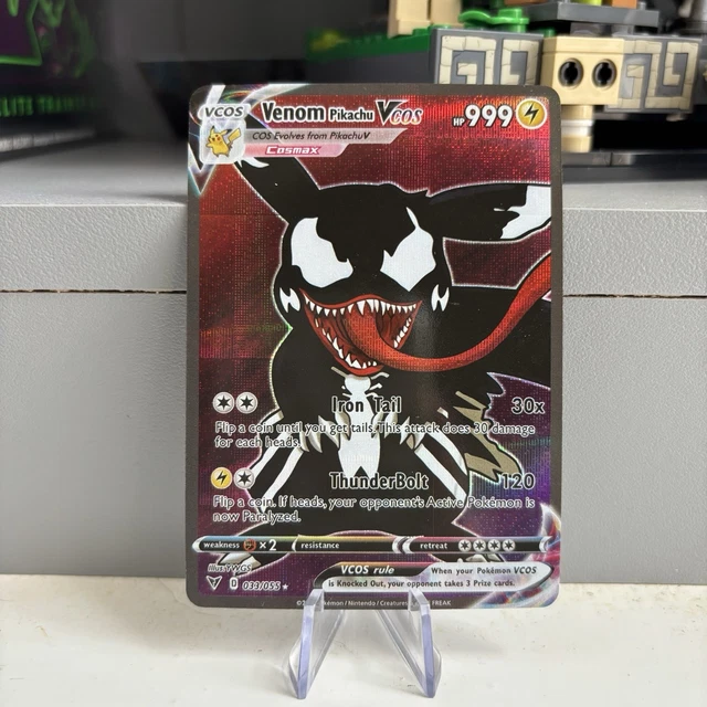 POKÉMON - VENOM Pikachu VCOS Cosplay Custom Fan Art Holographic card £5 ...
