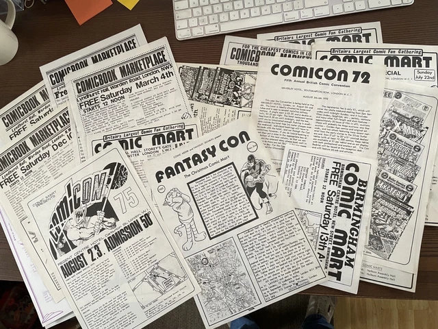 22 X RARE 1970's UK Comicon 72 75 Comic Mart Flyers Original HIGH GRADE ...