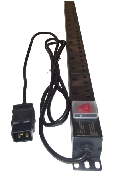 15 WAY UK Socket PDU with IEC C20 Plug (16A) VERTICAL MOUNT 16 AMP 19 ...