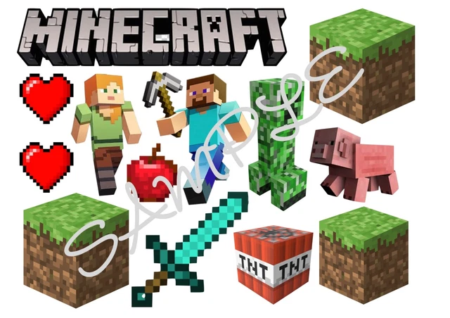 MINECRAFT THEMED EDIBLE Icing Sheet A4 Cake Toppers £5.50 - PicClick UK