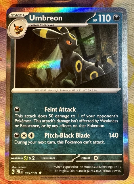 POKEMON TCG UMBREON 059/131 HOLO Rare PRISMATIC EVOLUTIONS 2025 PRE EN NEAR MINT $8.50 - PicClick AU