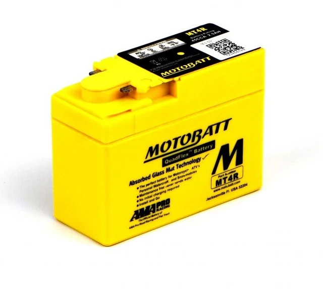 MOTOBATT 12V 2.7AH Quad Flex AGM MT4R Battery Upgrade Replaces CCA:45A ...
