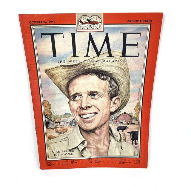 VINTAGE TIME MAGAZINE October 24, 1955 "Star Farmer Joe Moore" $29.95 ...