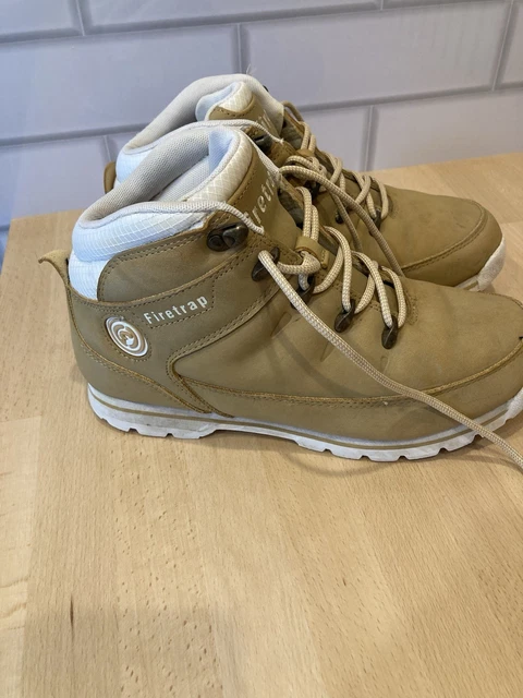 FIRETRAP WALKING RHINO Honey white Leather Boots Size Uk 7 Lace Up £16. ...