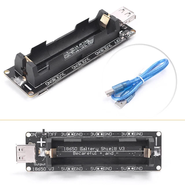 MICRO USB WEMOS ESP32 18650 Batterieschild Moduld V3 ESP-32 LED ±Kabel Arduino EUR 9,23 ...