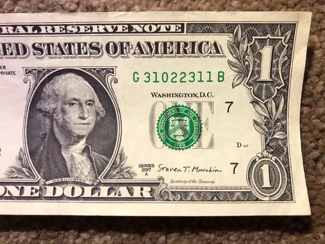 TRUE QUADNARY NOTE Fancy Serial Number One Dollar Bill Low Scattered ...