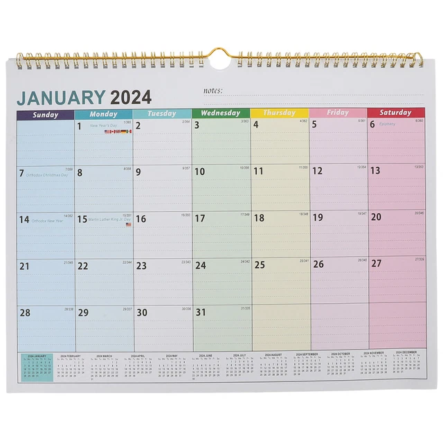 PAPIER CALENDRIER MURAL 2024 Sortir Ensemble De L'ordre Du Jour Annuel ...