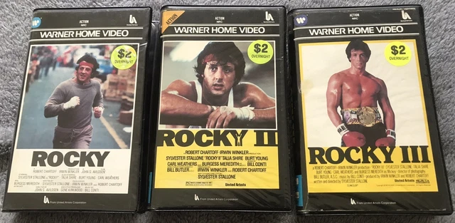 VINTAGE VHS ROCKY 1,2,3, COMPLETE NICE CONDITION SYLVESTER STALLONE 1st ...
