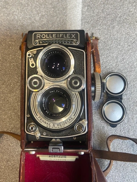 ROLLEIFLEX 3.5 TLR Twin Lens Reflex Camera w Carl Zeiss 75mm Tessar ...
