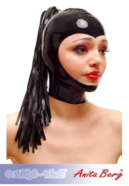 ANITA BERG - Latex Zip-Kopfmaske mit Pferdeschwanz in diversen Farben EUR 90,32 - PicClick DE