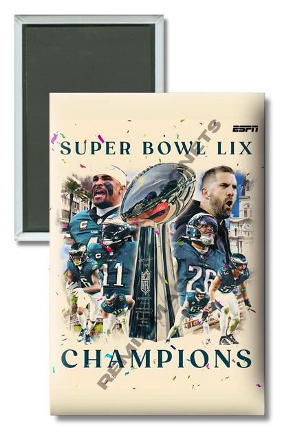 2024 PHILADELPHIA EAGLES Super Bowl LIX Champions 2" x 3" Magnet $11.36 ...