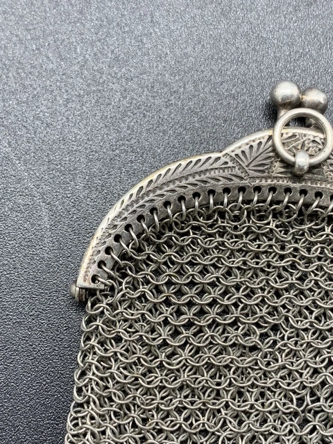 ANCIENNE BOURSE AUMÔNIÈRE En Argent Côté De Maille Porte Monnaie Écu ...