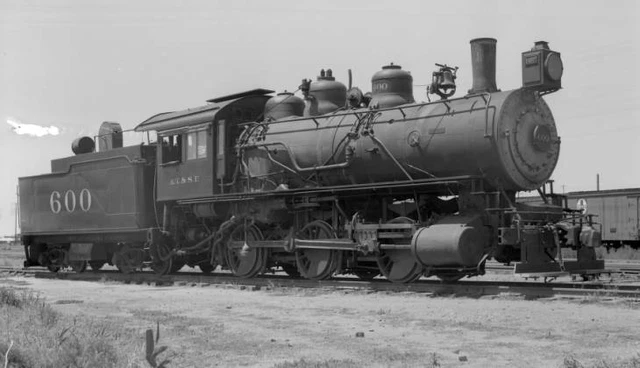 AT&SF SANTA FE Railroad locomotive engine No. 600 type 0-6-0 OLD TRAIN ...