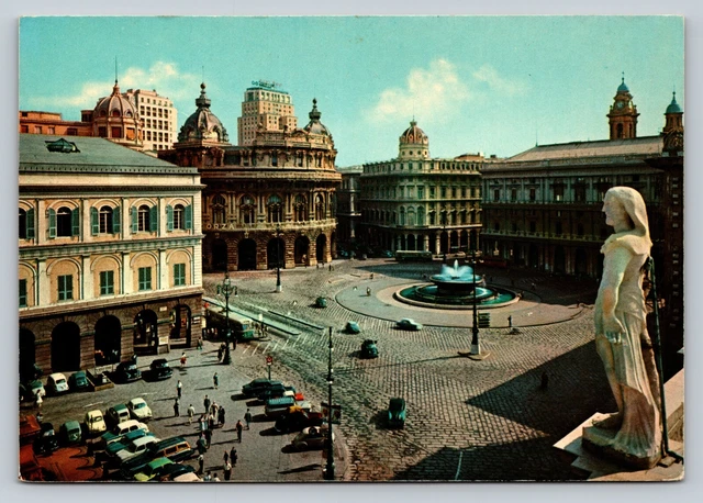 CLASSIC CARS AT Genoa De Ferrari Square in Italy 4x6" Vintage Postcard ...