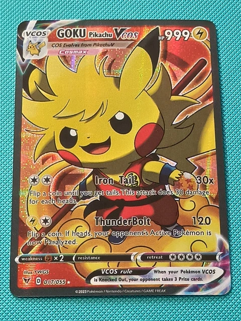 PIKACHU POKEMON GOKU Dragon Ball Z Dbz Pika Carte Card Holo Prism Flash ...