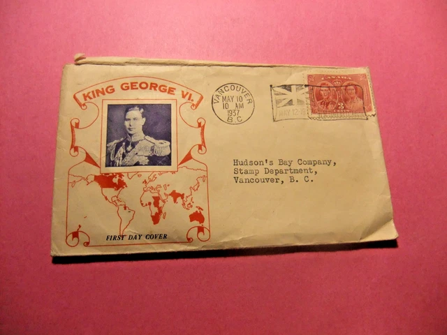 RARE 1937 CANADA FDC - King George VI and HUDSON'S BAY COMPANY Address ...