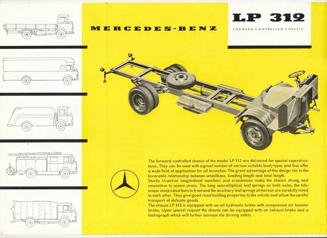 1958 MERCEDES BENZ LP312 TRUCK CHASSIS German 2 Page Brochure in ...