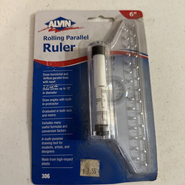 NEW ROLLING PARALLEL Ruler by Alvin - Angles, Circles, Lines - Inches ...