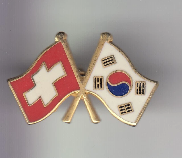 RARE PINS PIN'S .. Tourisme Pays Country Drapeau Flag Suisse Coree Du ...