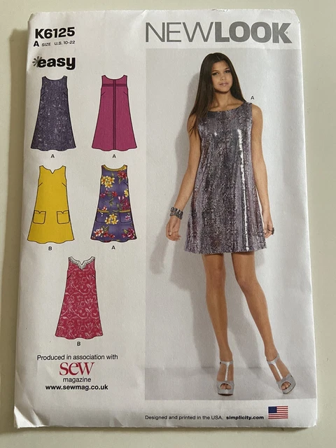 NEW LOOK K6125 Sewing Pattern Easy Ladies Dress US 10 - 22 New Uncut £6 ...