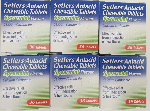SETLERS ANTACID CHEWABLE Spearmint Indigestion Heartburn 6x 36 Tablets ...