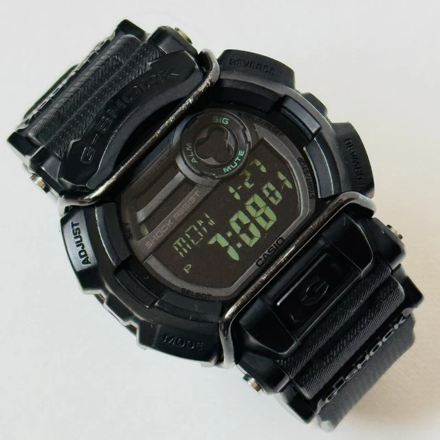 CASIO G-SHOCK MEN'S Digital Watch 200M Black Out Green Readout 3434 GD ...