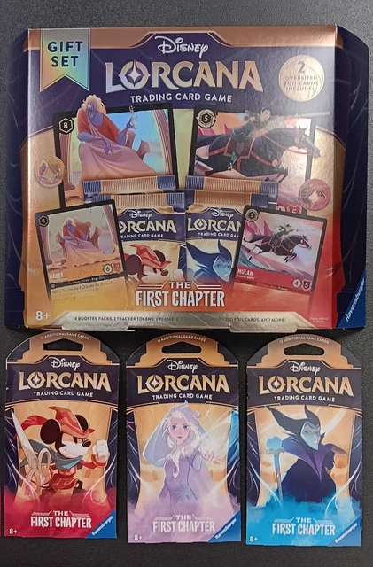 DISNEY LORCANA TRADING Cards The 1st Chapter. 3 Blister Packs & 1 Gift ...