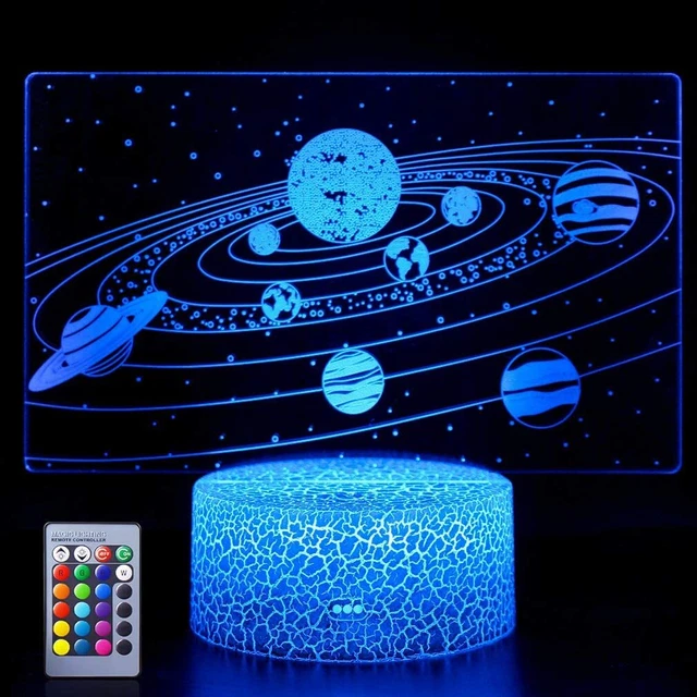 SOLAR SYSTEM 3D Night Light Universe Space Illusion Lamp 16 Colours ...