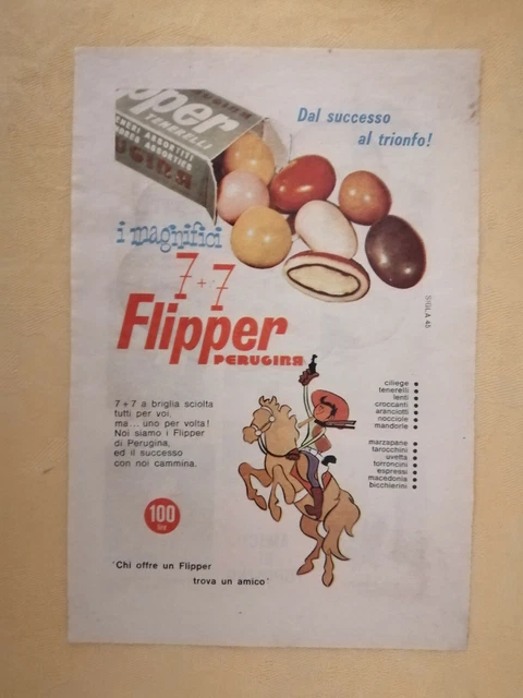 PUBBLICITA' CARTACEA ORIGINALE ADVERTISING "FLIPPER" PERUGINA del 1964 ...