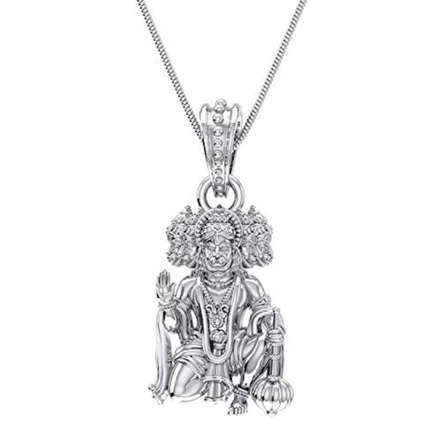 INDIO TRADICIONAL PURO Plata God Panchmukhi Hanuman Colgante 20MM Para ...