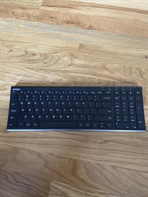 ARTECK HW193 USB Wireless Keyboard Stainless Steel Ultra Slim Full Size ...