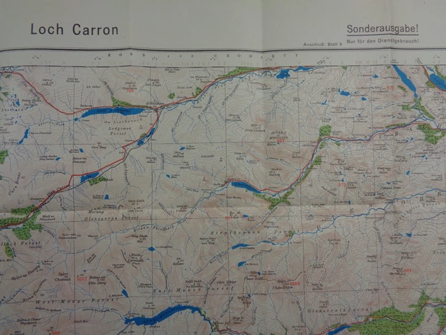 WW2 GERMAN INVASION MAP of "LOCH CARRON" + LOCH NESS, GLENELG ...